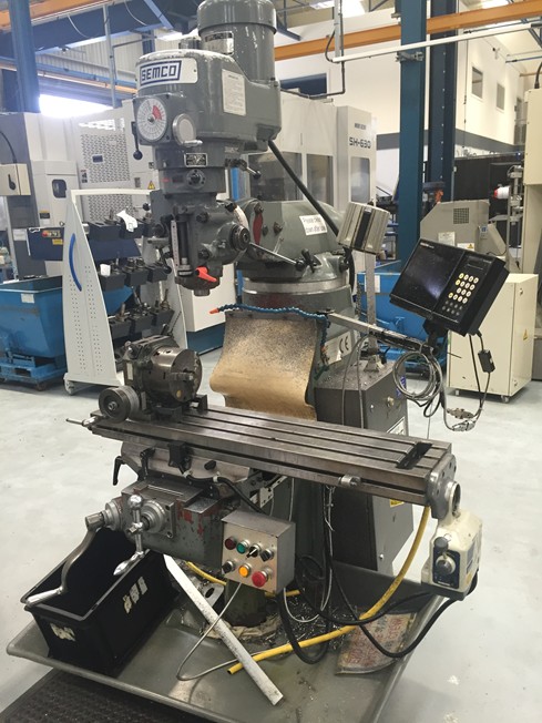 Semco Turret Milling Machine, 2 Axis Anilam Wizard 800 Digital Read Out ...